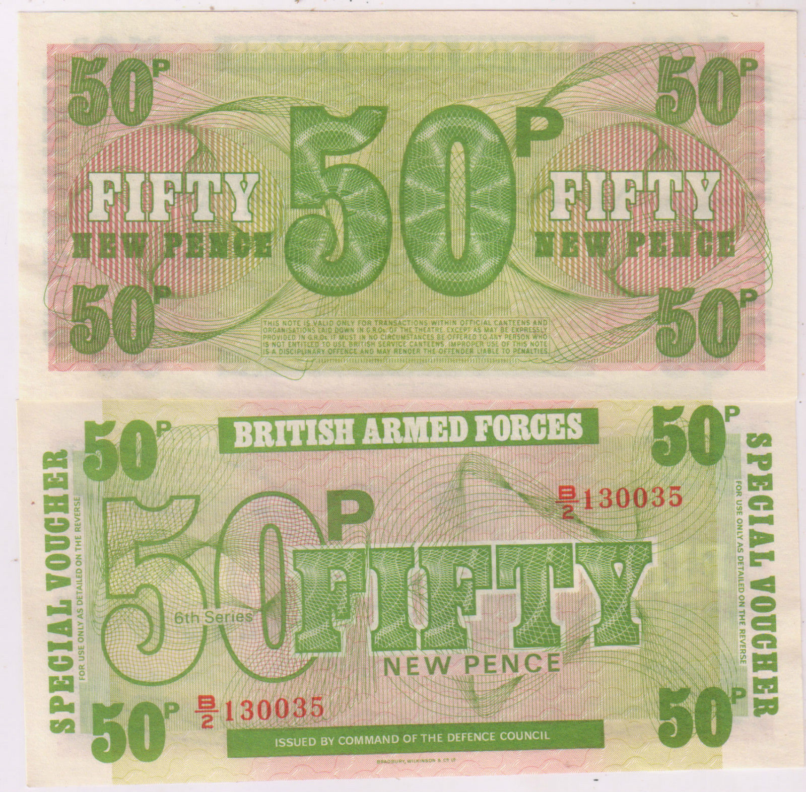 British Armed forces - 50 new pence Voucher note - KB Coins & Currencies