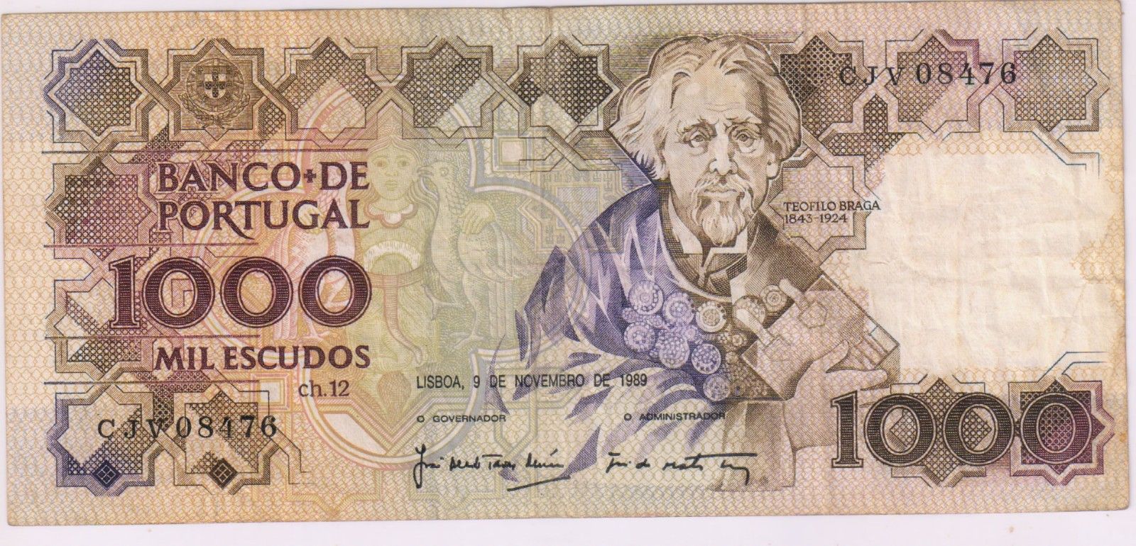 Portuguese - 1000 escudos 1989 used currency note - KB Coins & Currencies