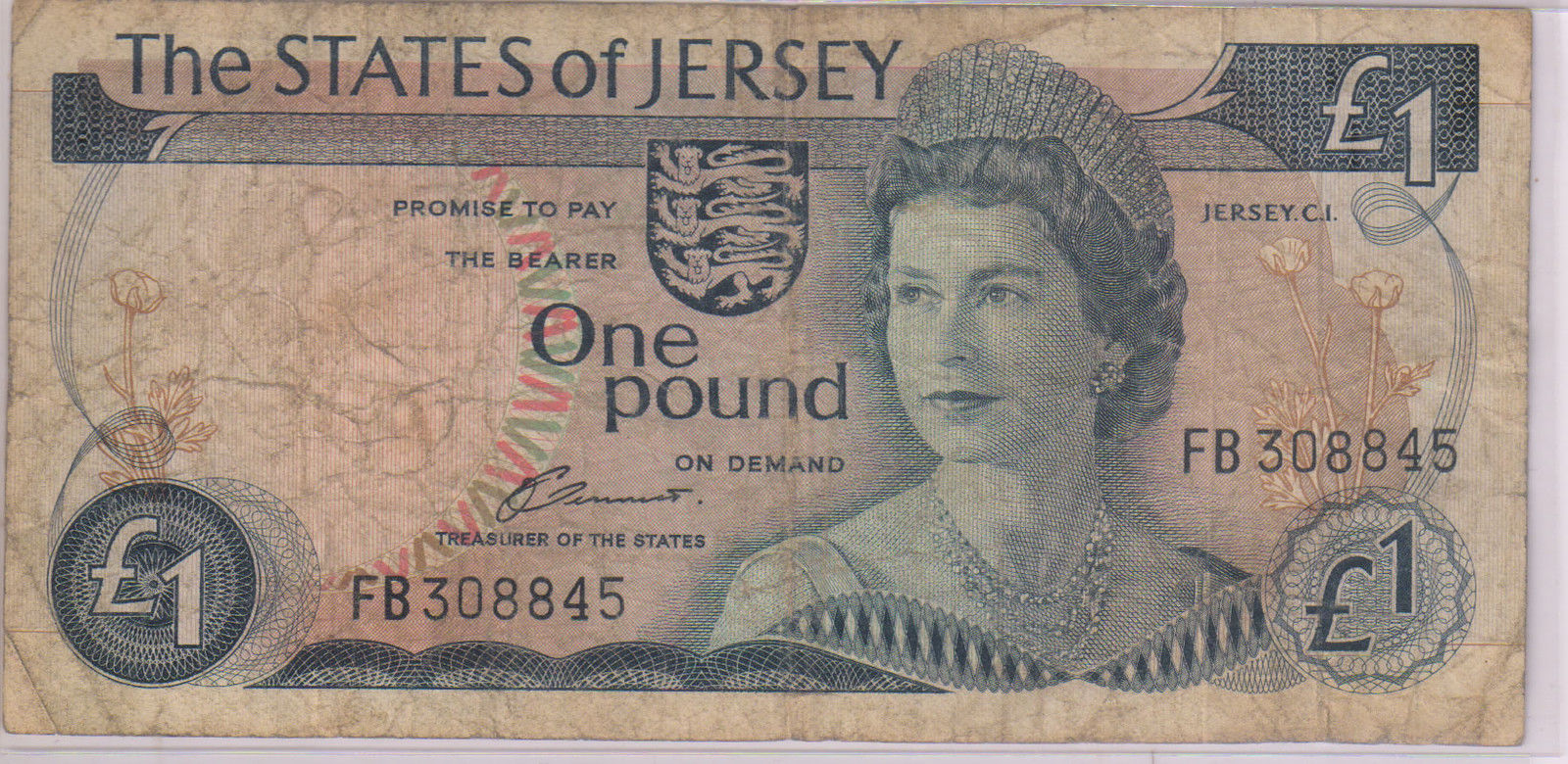 Jersey - 1 pound 1976 currency note - KB Coins & Currencies
