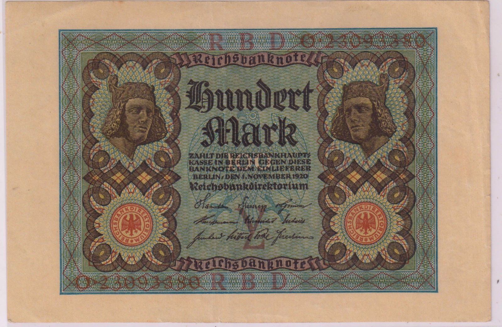 Germany - 100 mark 1922 used currency note O - KB Coins & Currencies