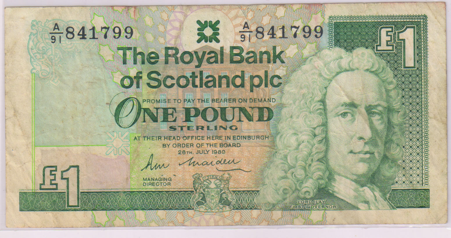 Scotland - 1 pound 1999 currency note - KB Coins & Currencies