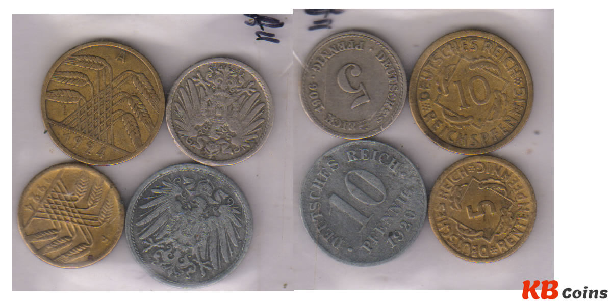 German - 4 different coins - KB Coins & Currencies