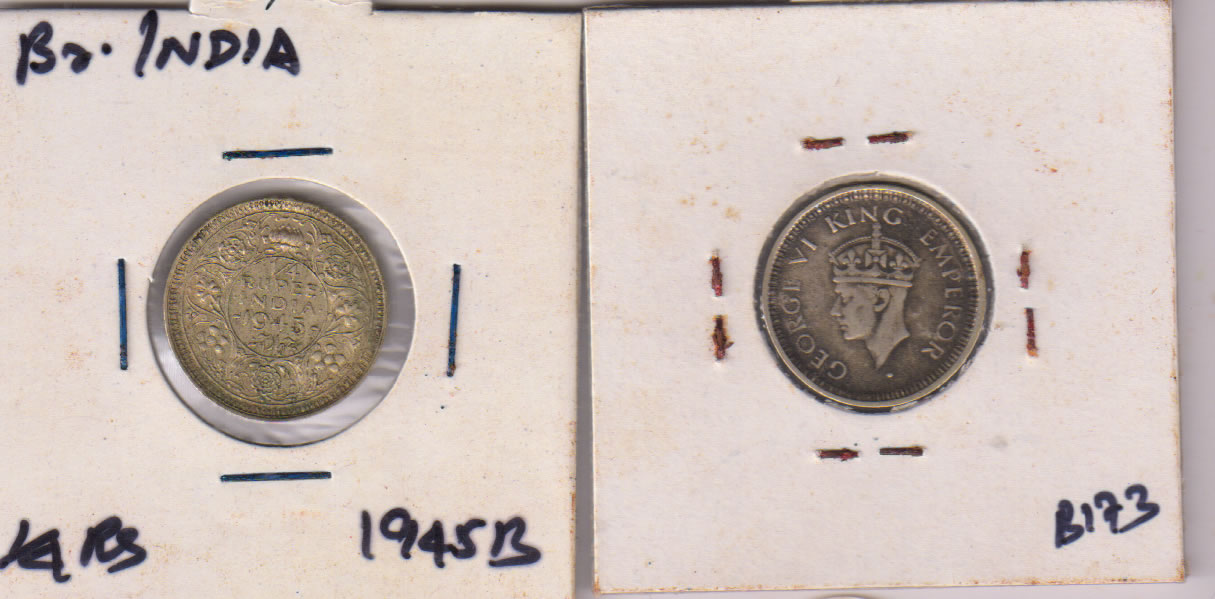 Br. India – 1/4 rupee 1945 coin - KB Coins & Currencies