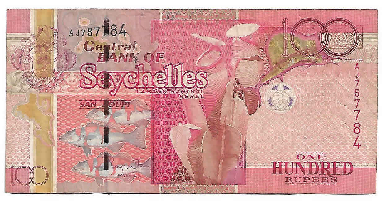 Seychelles - 100 rupees 2011 - 13, used currency note - KB Coins ...