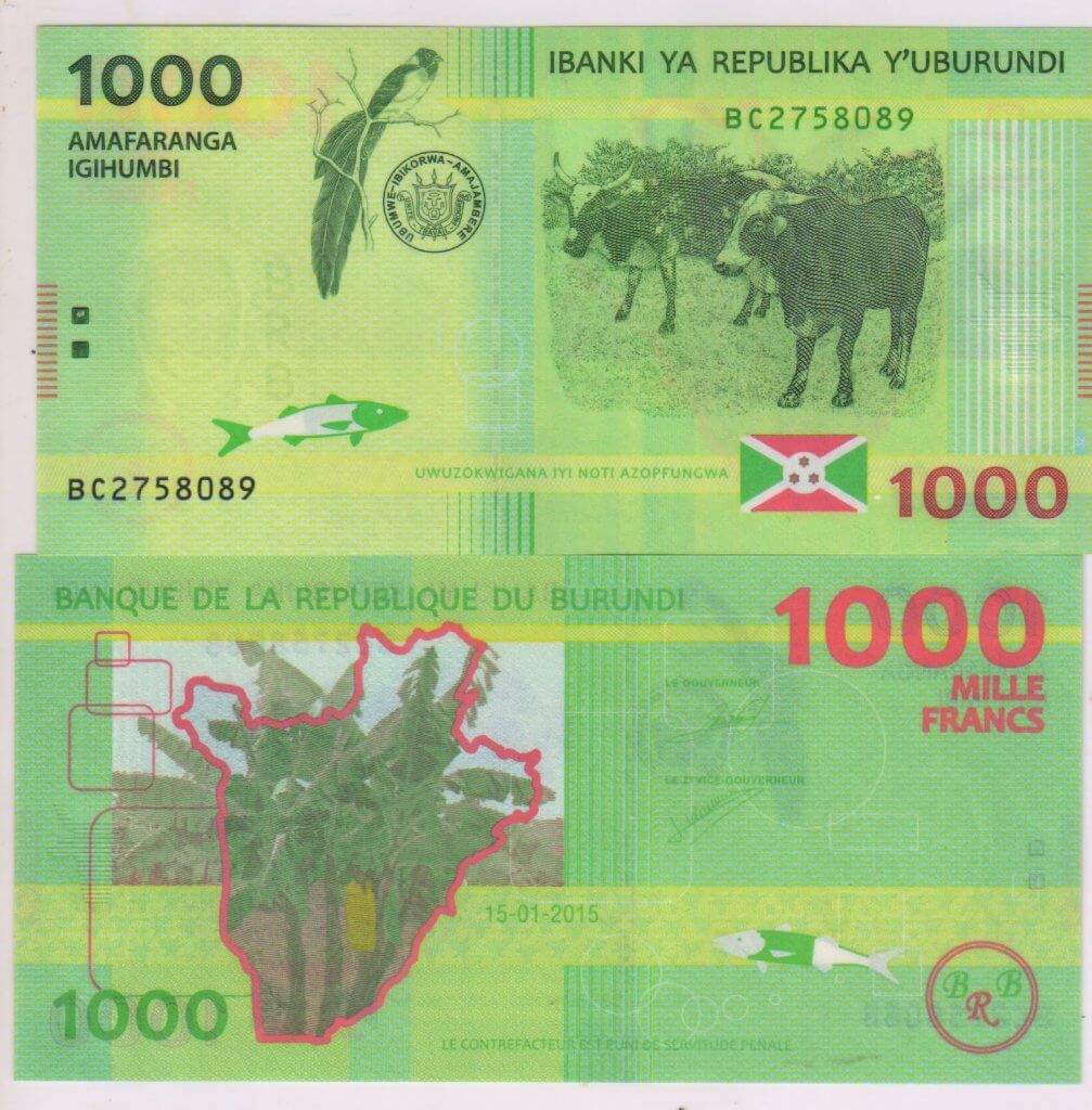 Burundi – 1000 frs 2015 - 18 unc currency note - KB Coins & Currencies