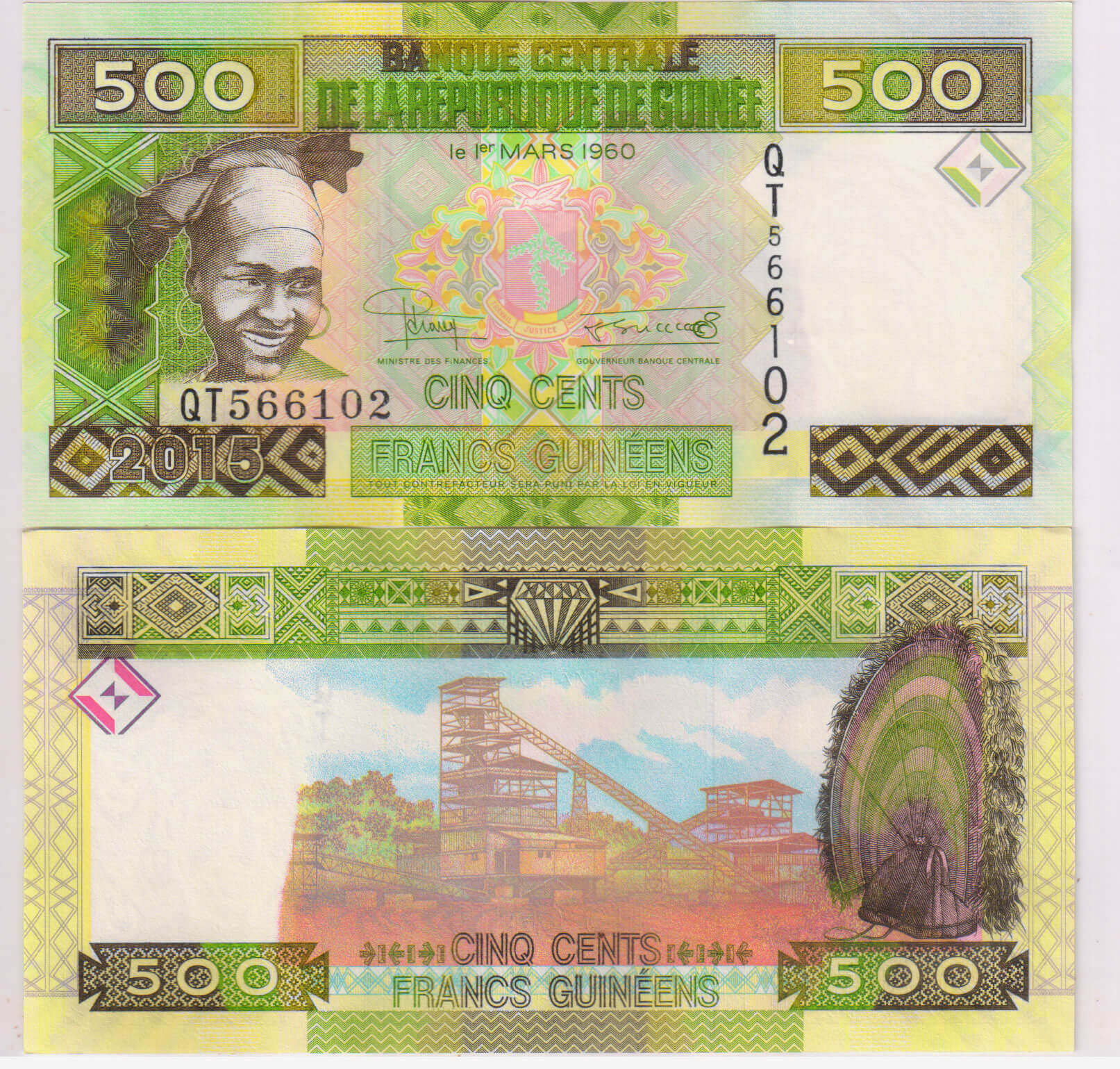 Guinea – – 500 francs 2015 - 17 ,unc currency note - KB Coins & Currencies