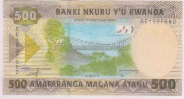 Rwanda - 500 frs 2019 ,unc currency note - KB Coins & Currencies