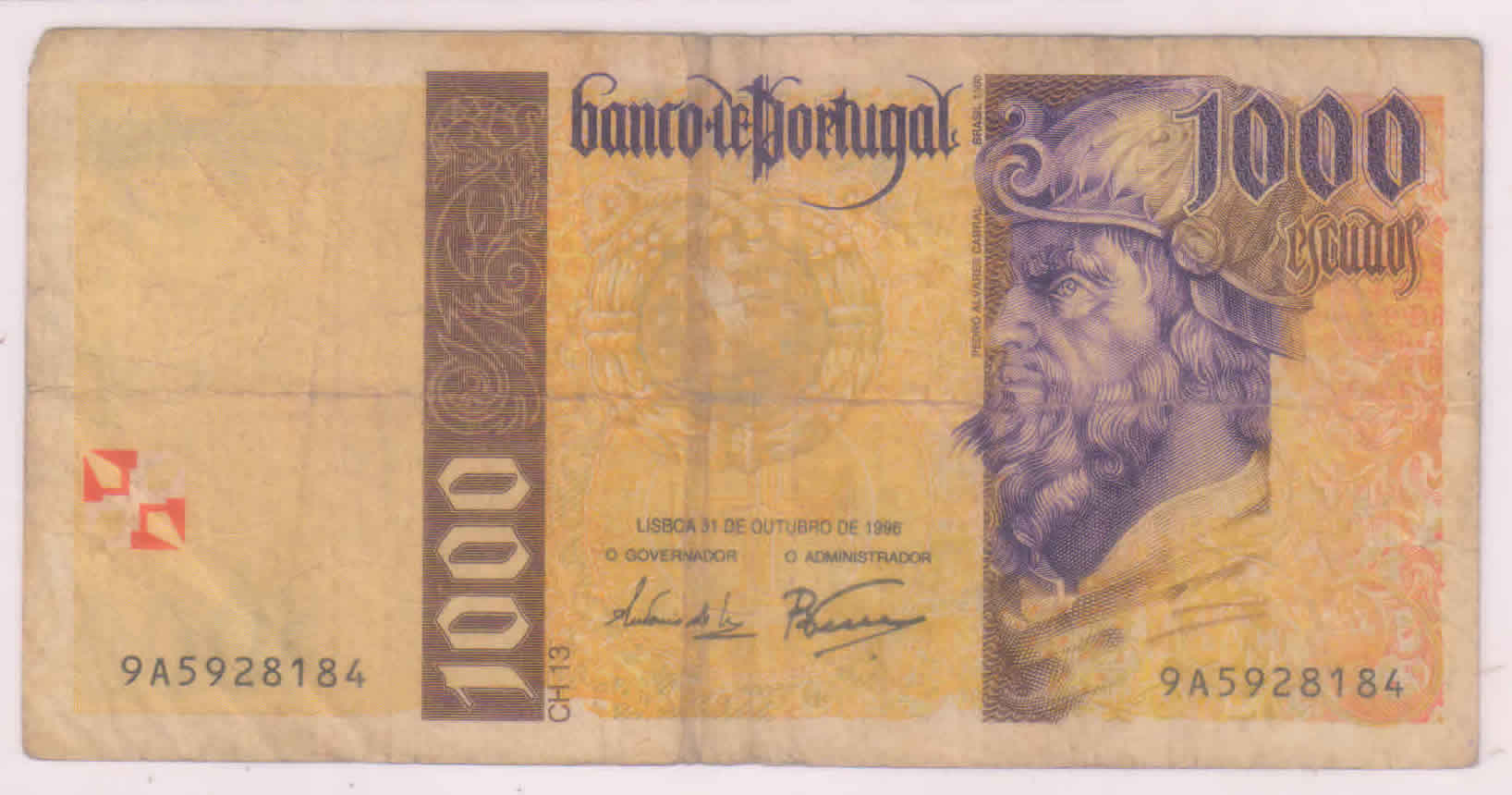 Portuguese -1000 escudos 1996 used currency note - KB Coins & Currencies