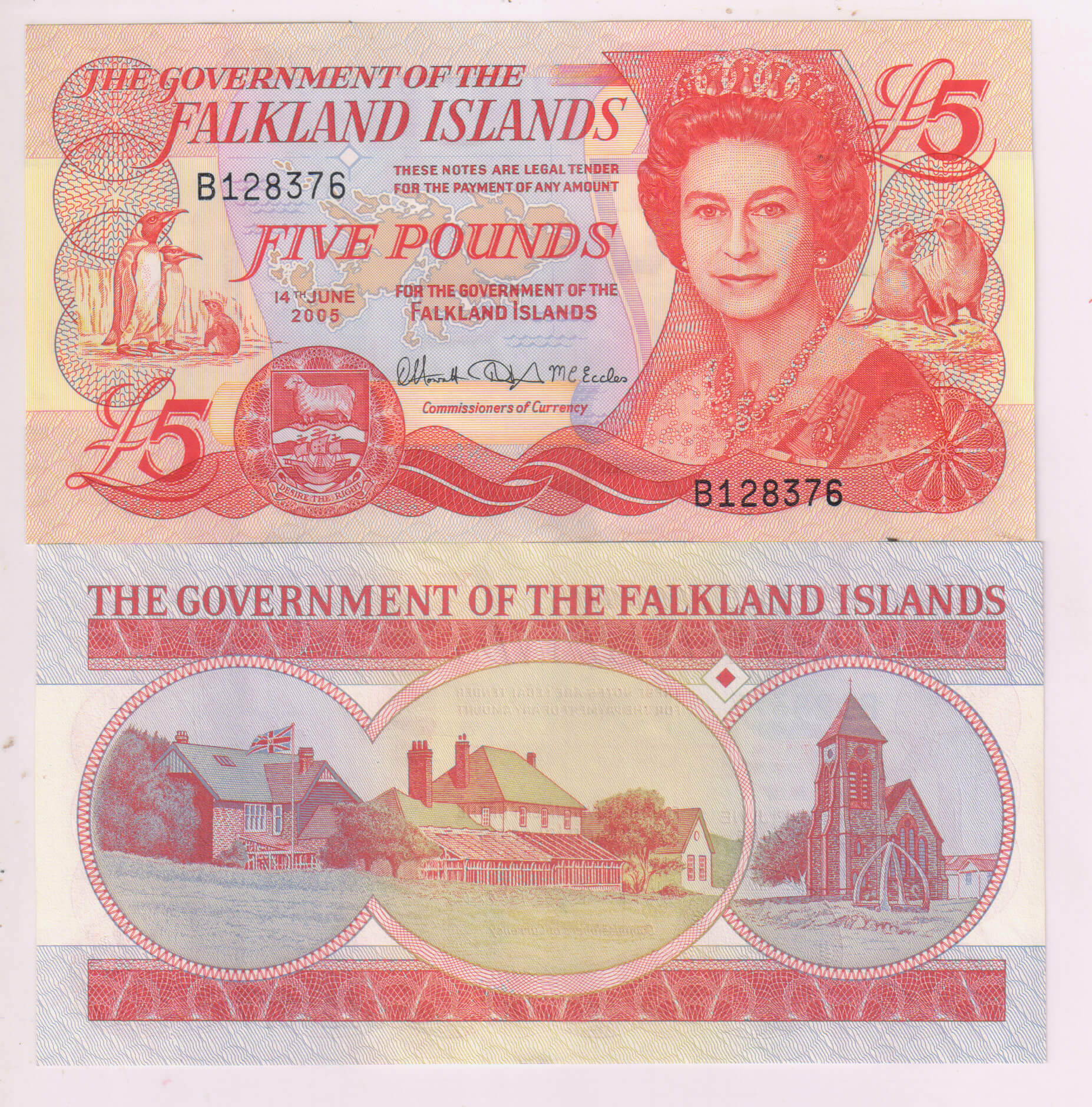 Falkland Islands - 5 pounds - 2005, unc currency note - KB Coins ...