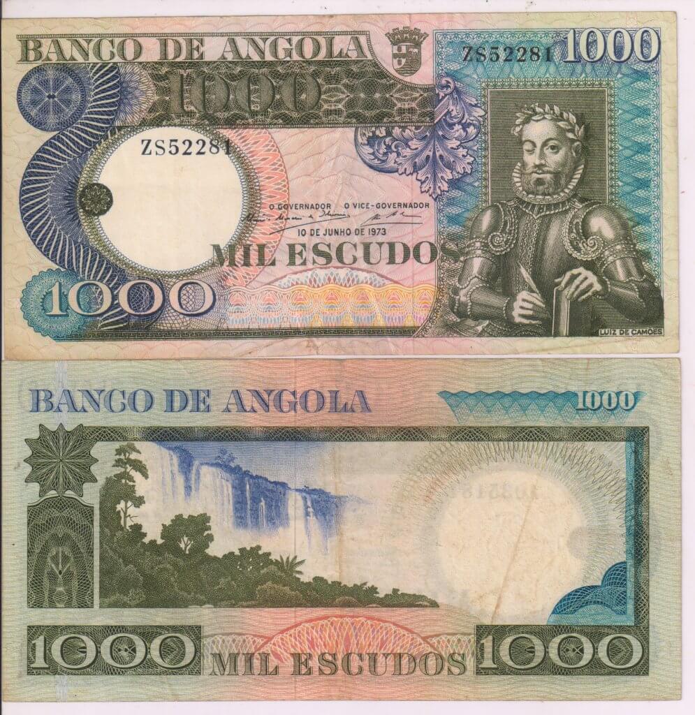 Angola – 1000 escudos 1973 vf currency Note - KB Coins & Currencies