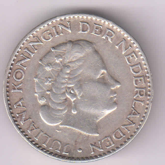 Netherlands - 1 gulden 1955 silver coin - KB Coins & Currencies