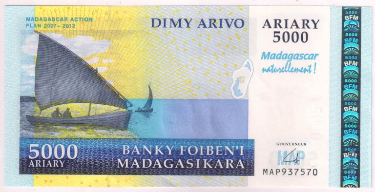 MADAGASCAR – 5000 ariary 2012 unc currency note - KB Coins & Currencies