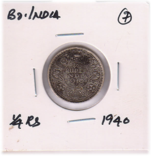 Br. India - 1/4 rupee 1940 silver coin - KB Coins & Currencies