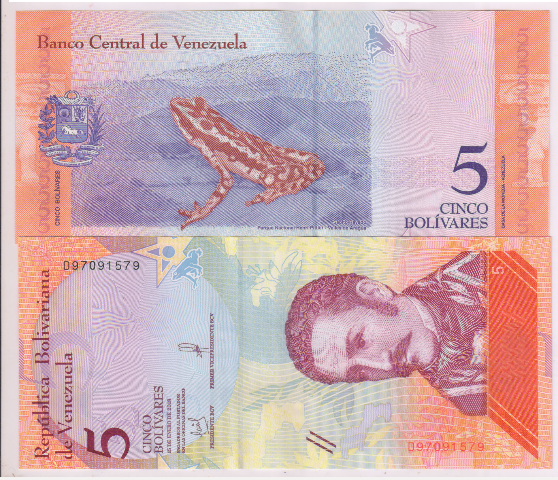Venezuela - 5 bolivars unc currency note - KB Coins & Currencies