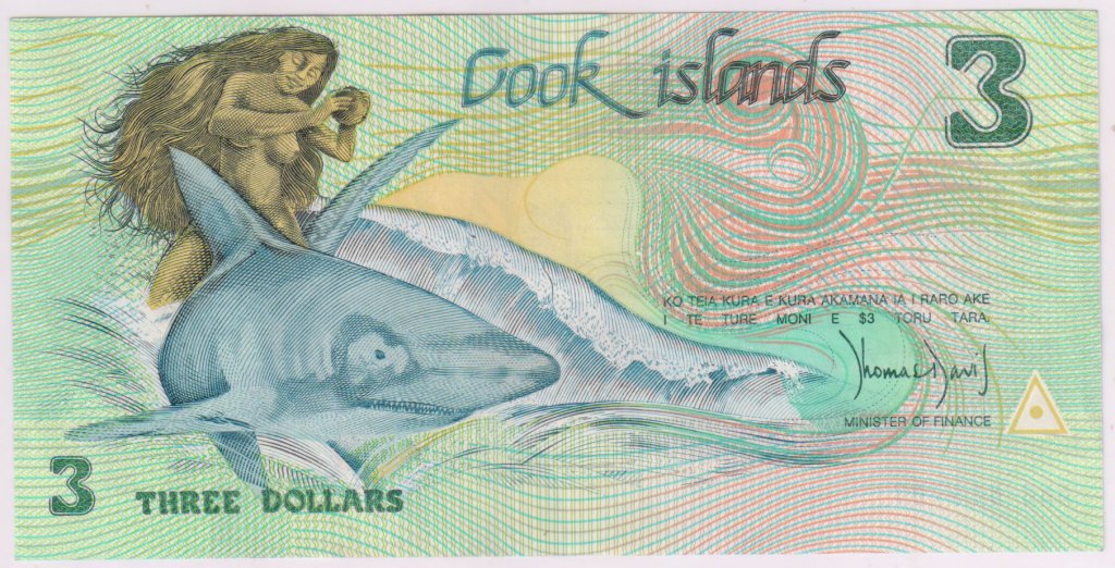 cook Island - 3 dollars unc currency note - KB Coins & Currencies