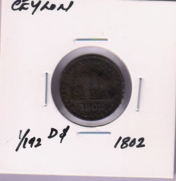 British Ceylon - 1/192 dix dollar 1802 coin - KB Coins & Currencies