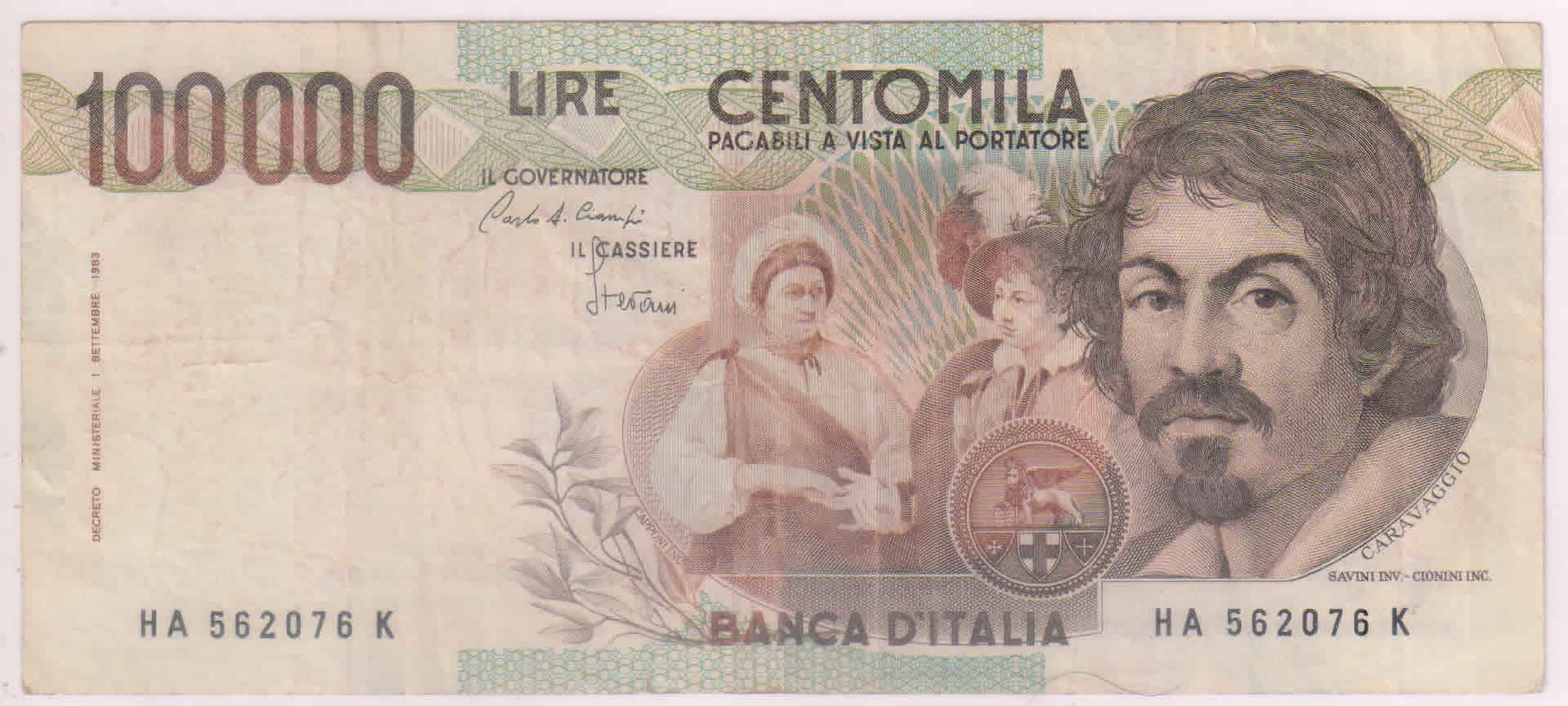 Italy – 100,000 lire 1994 issue, used currency note - KB Coins & Currencies