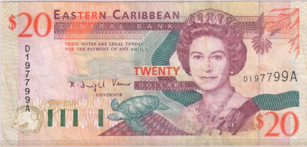 St. Lucia - East Caribbean - 20 dollars 2008 Vf currency note - KB ...