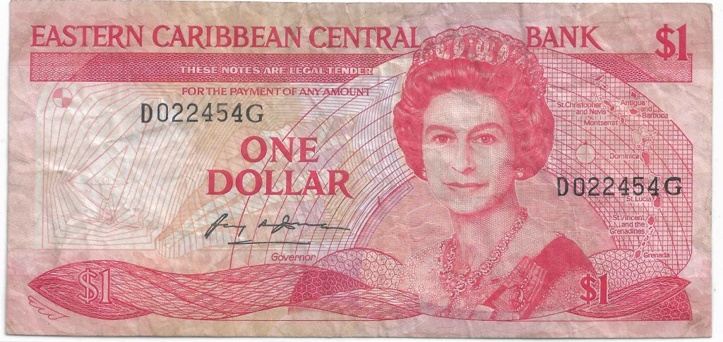 Grenada / East Caribbean - 1 dollar 1988 / 89 Vf currency note - KB ...