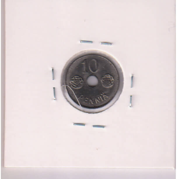 Finland - 10 pennia , 1944 iron vf holed coin - KB Coins & Currencies