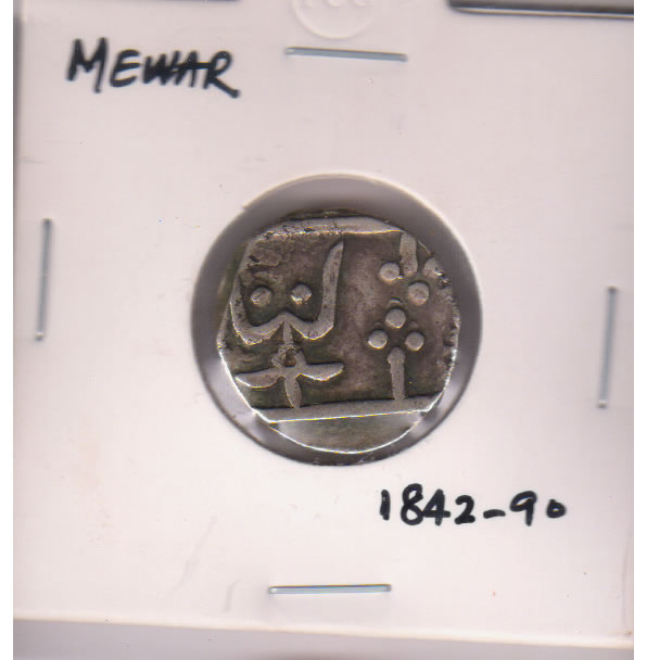 Mewar state - rupree 1842 - 90 , silver coin - KB Coins & Currencies