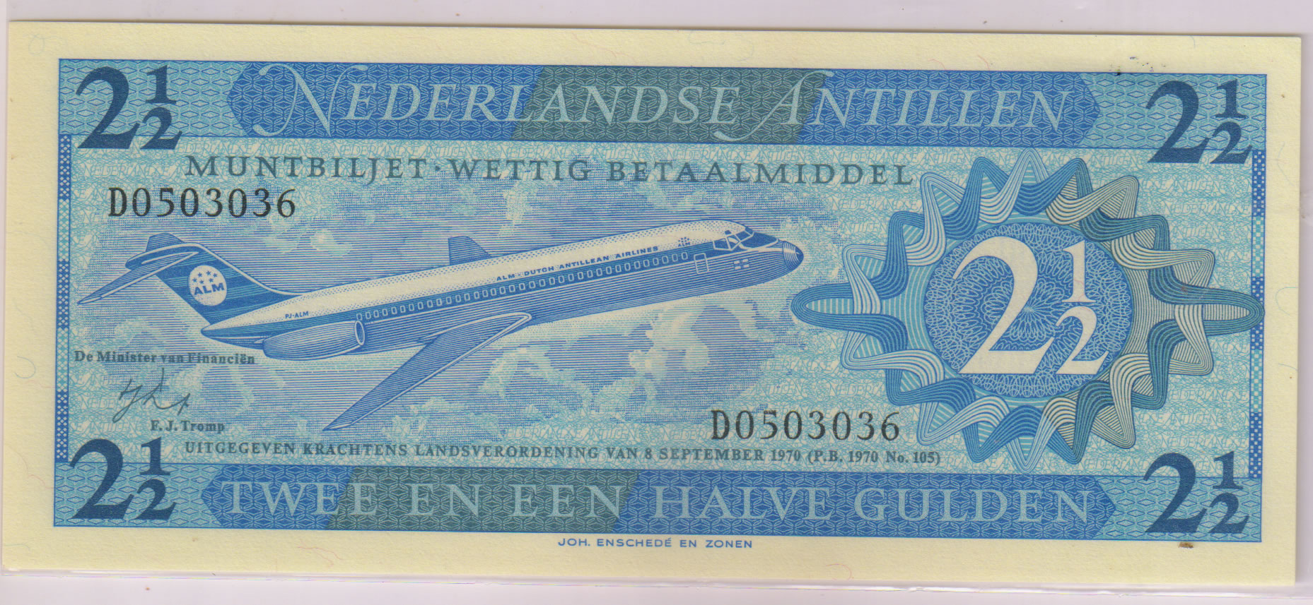 Netherlands Antiles - 2.5 gulden unc currency note - KB Coins & Currencies