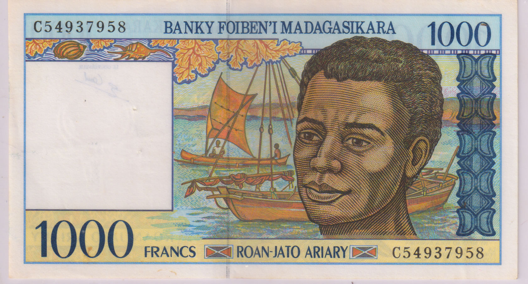 MADAGASCAR - 1000 francs unc currency note - KB Coins & Currencies