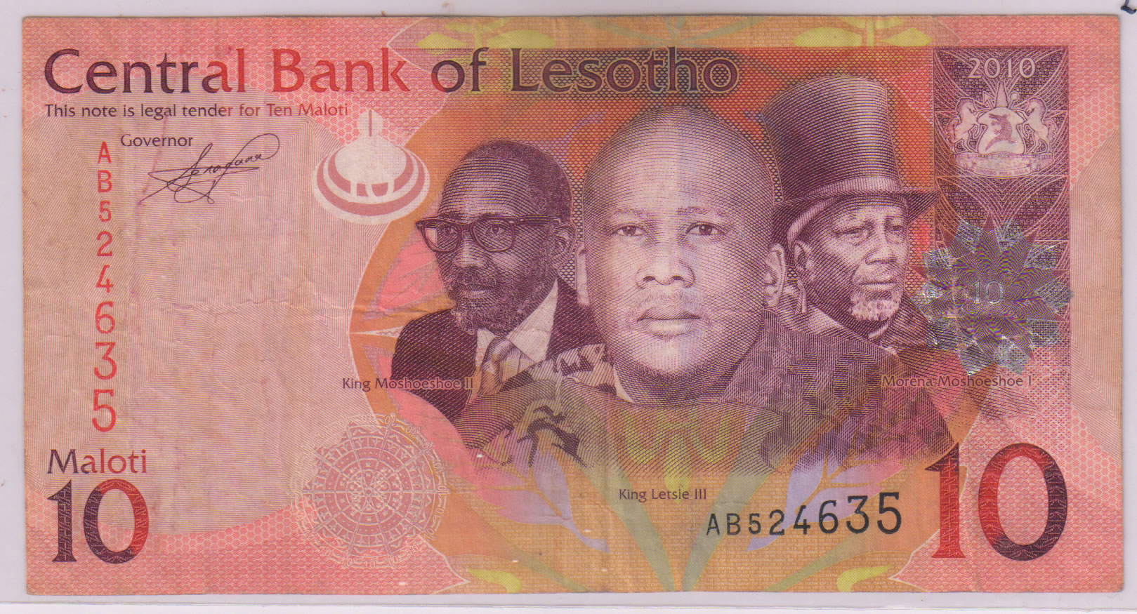 Lesotho : 10 Maloti vf currency note - KB Coins & Currencies