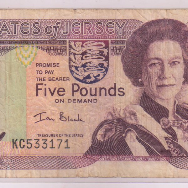 Jersey - 5 pounds vf currency note - KB Coins & Currencies