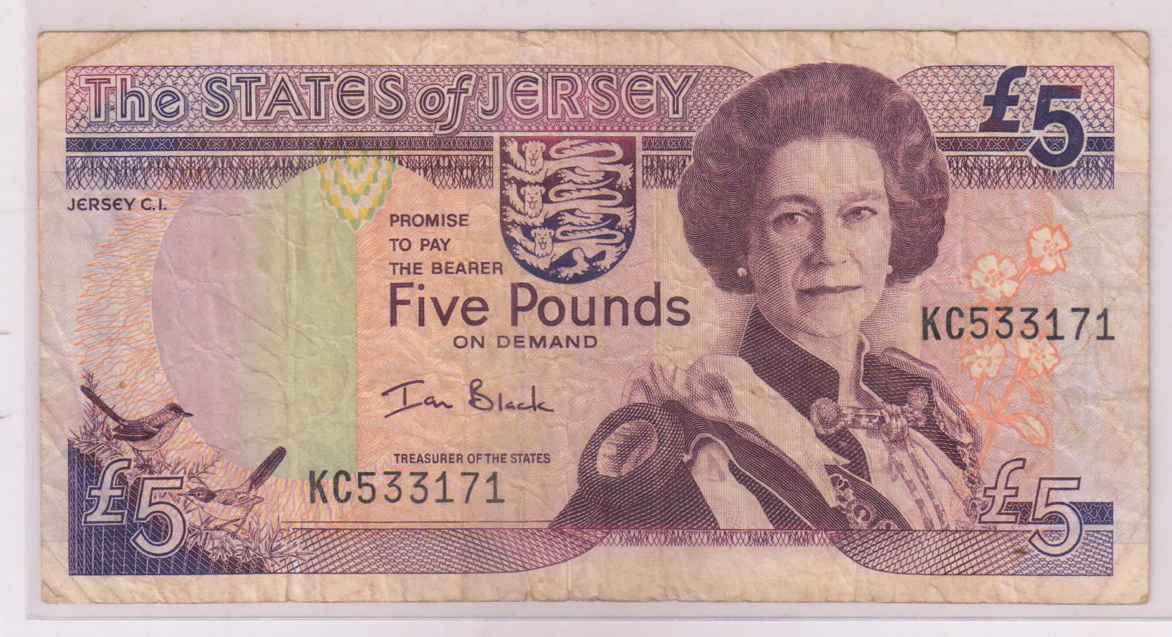 Jersey - 5 pounds vf currency note - KB Coins & Currencies