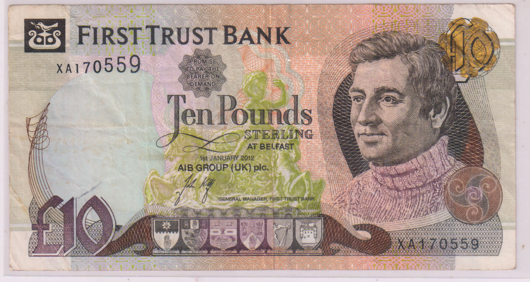 Northern Ireland - first Trust bank 10 pounds 2012 currency note - KB ...