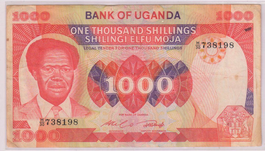Uganda - 1000 shillings vf currency note - KB Coins & Currencies
