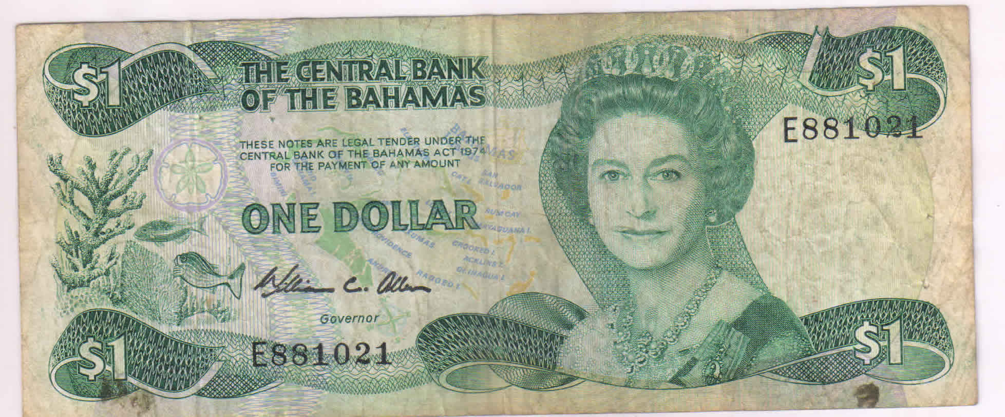 Bahamas - 1 dollar 1984 vf currency note - KB Coins & Currencies