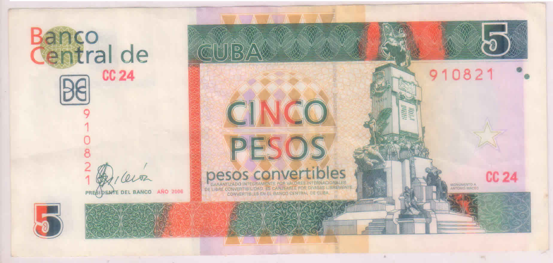 Cuba - 5 pesos 2006 vf currency note - KB Coins & Currencies