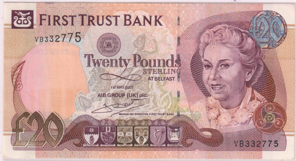 Northern Ireland -1st trust bank 20 pounds 2007 Xf currency note - KB ...
