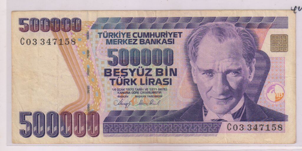 Turkey - 500,000 lirasi 1970 vf currency note - KB Coins & Currencies