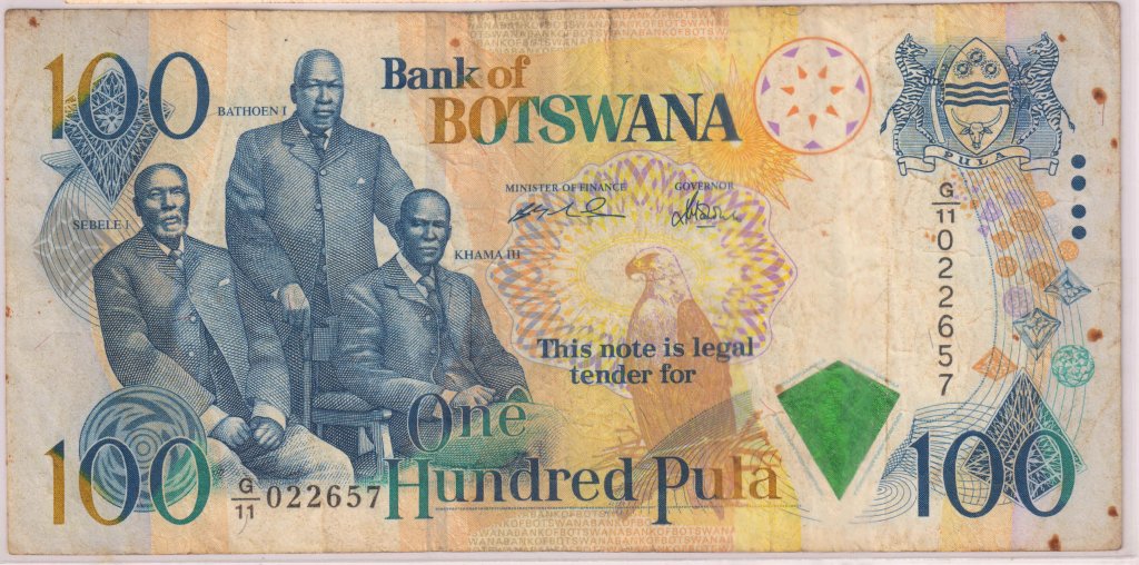 Botswana - 100 pula used currency note - KB Coins & Currencies