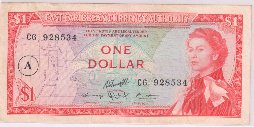 Antigua East Caribbean 1 dollar VF+ currency note - KB Coins & Currencies