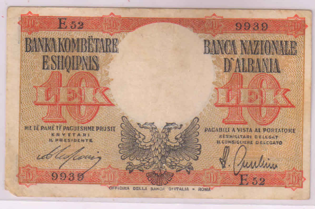 Albania ,Italian occupation - 10 lek 1944 used currency note - KB Coins ...