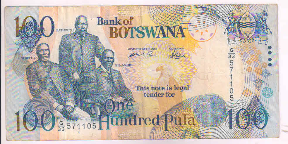 Botswana - 100 pula used currency note - KB Coins & Currencies
