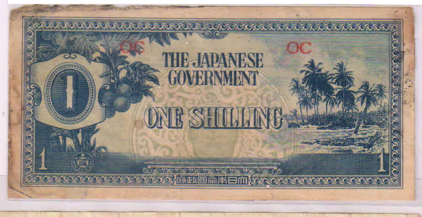 Oceania ,Japan occupation WW II issue 1 shilling currency note ( w ...