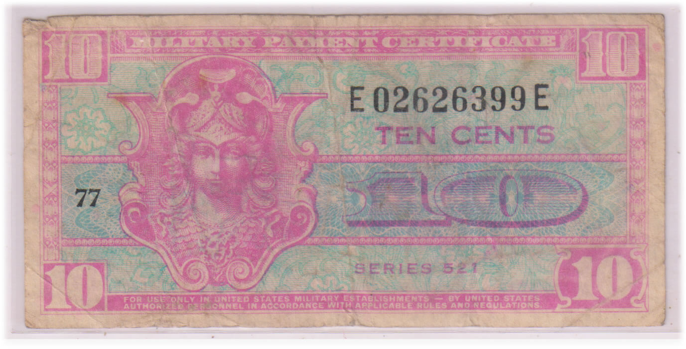 USA military , 10 cents series 521 ,used currency note - KB Coins ...