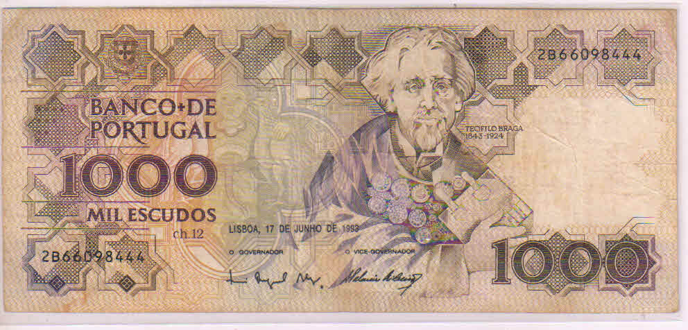 Portuguese — 1000 escudos 1989 used currency note - KB Coins & Currencies