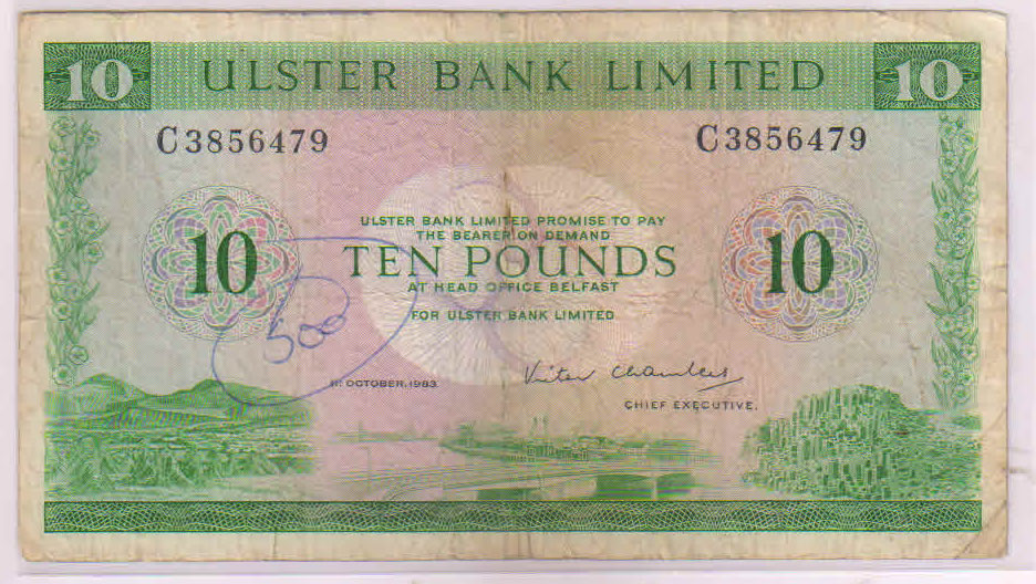 Northern Ireland -Ulster bank 10 pounds 1983 currency note - KB Coins ...
