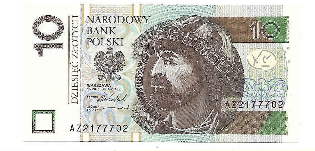 Poland - 10 Zlotych 2016 unc currency note - KB Coins & Currencies