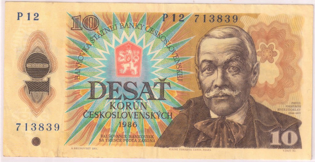 Czechoslovakia - 10 korun 1986 vf currency note - KB Coins & Currencies