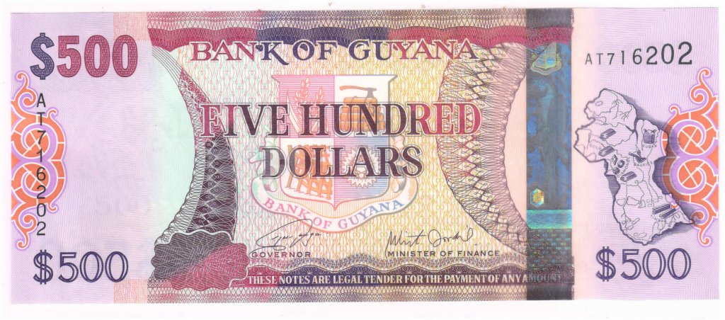 Guyana - 500 dollars unc currency note - KB Coins & Currencies