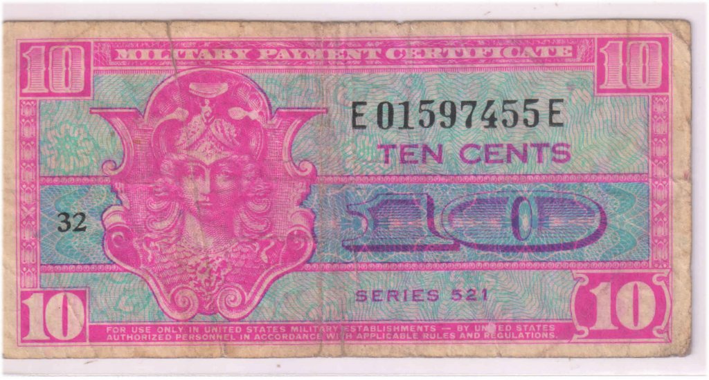 USA military , 10 cents series 521 ,used currency note - KB Coins ...