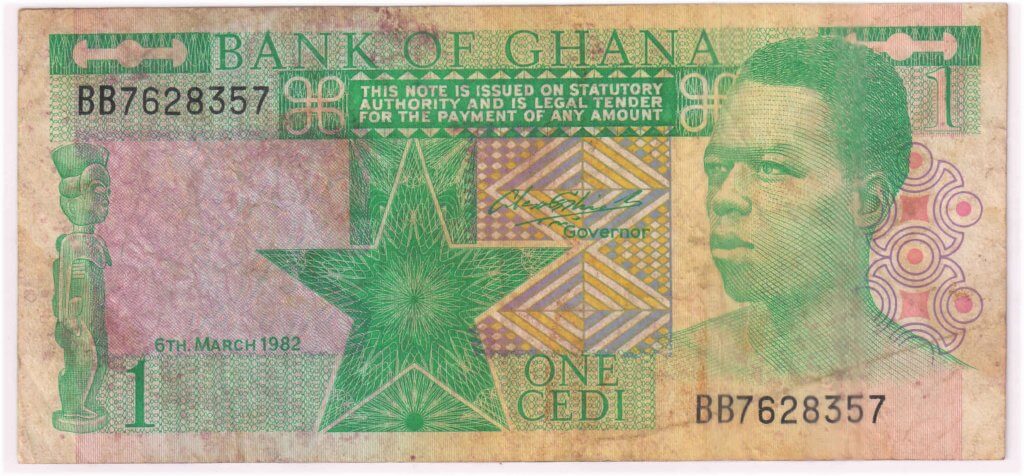 Ghana – 1 cedi 1982 used currency note - KB Coins & Currencies