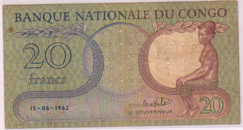 Congo Democratic Republic 20F 1961 - 62 currency note - KB Coins ...